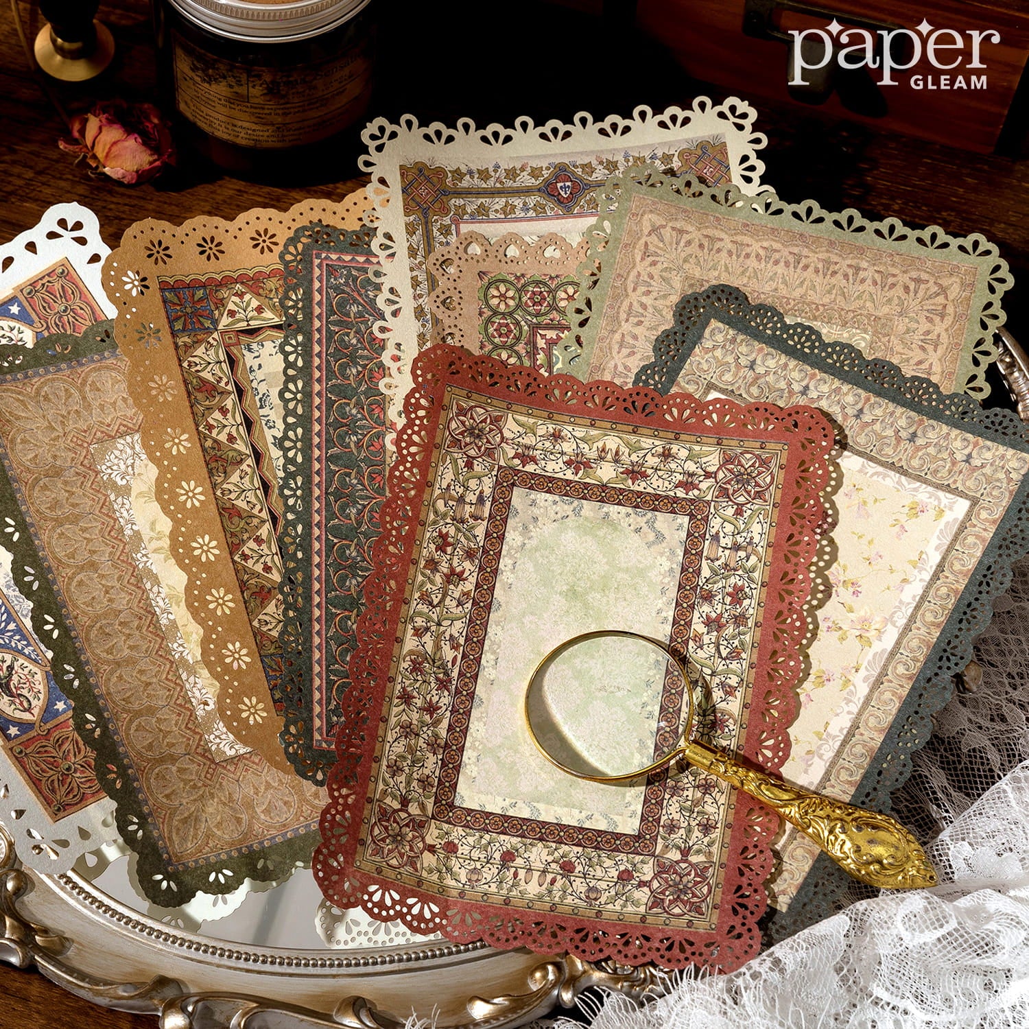 10 Pcs Hollow-out Lace Material Paper – PaperGleam